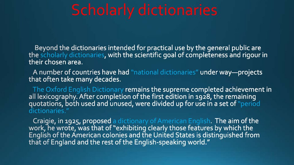 Lexicography. Types of dictionaries - презентация онлайн