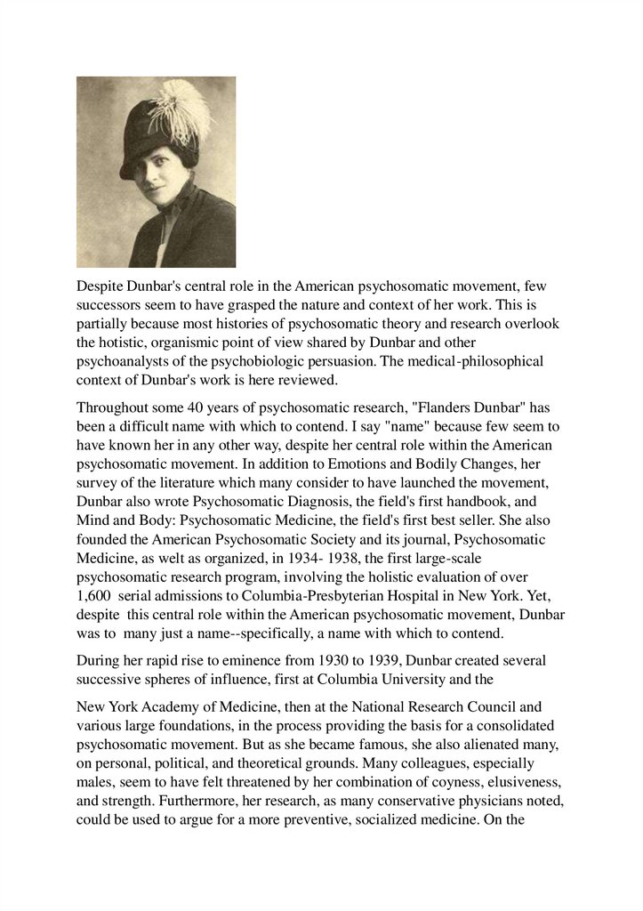 Helen Flanders Dunbar (1902 – 1950) important early figure in U.S ...