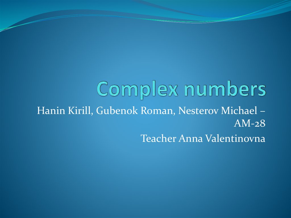 Complex Numbers 