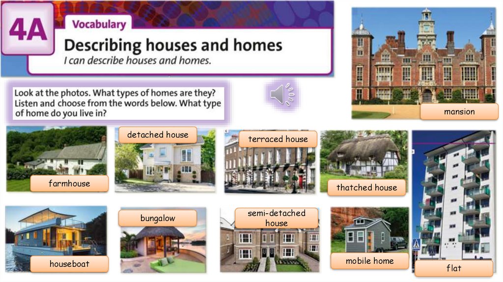 Vocabulary. Describing houses and homes - online presentation