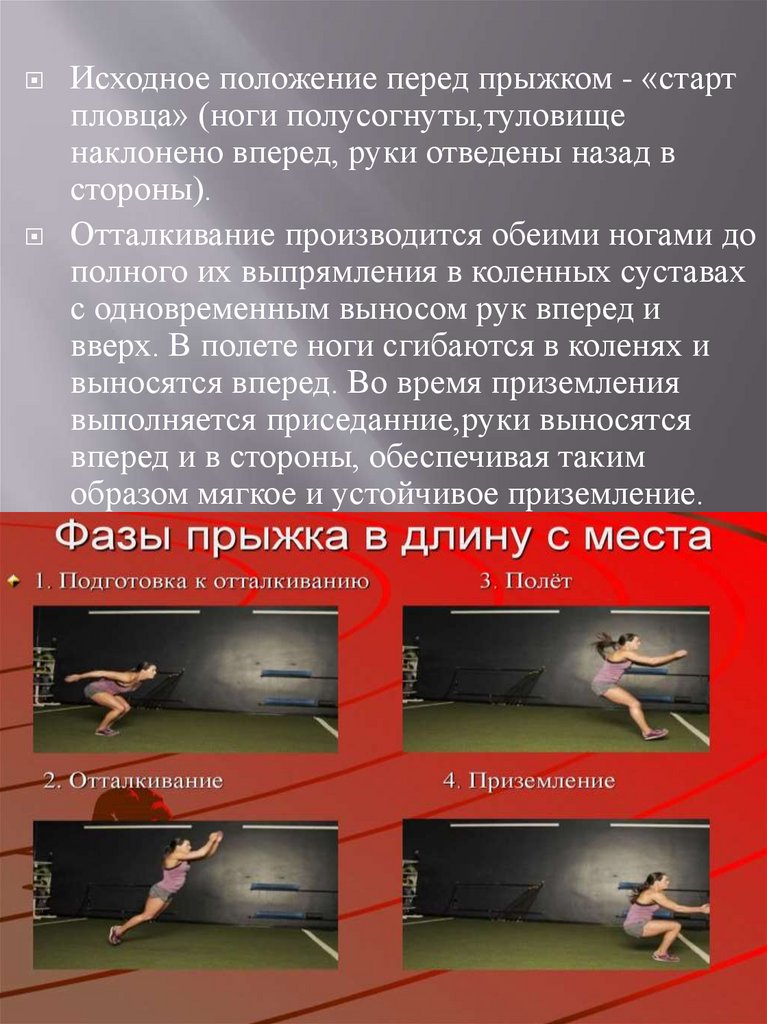 Техника прыжка в длину с места - презентация онлайн