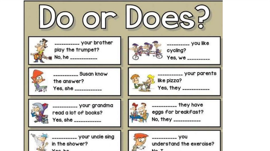 Present simple Do and Does - презентация онлайн